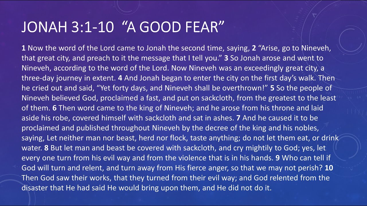 A Good Fear | Jonah 3:1-10 - YouTube