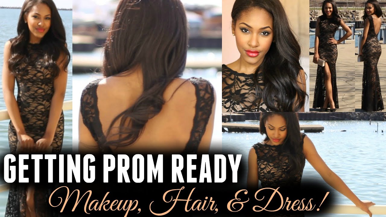 Getting PROM Ready! Makeup, Hair, & Dress 2015 - YouTube