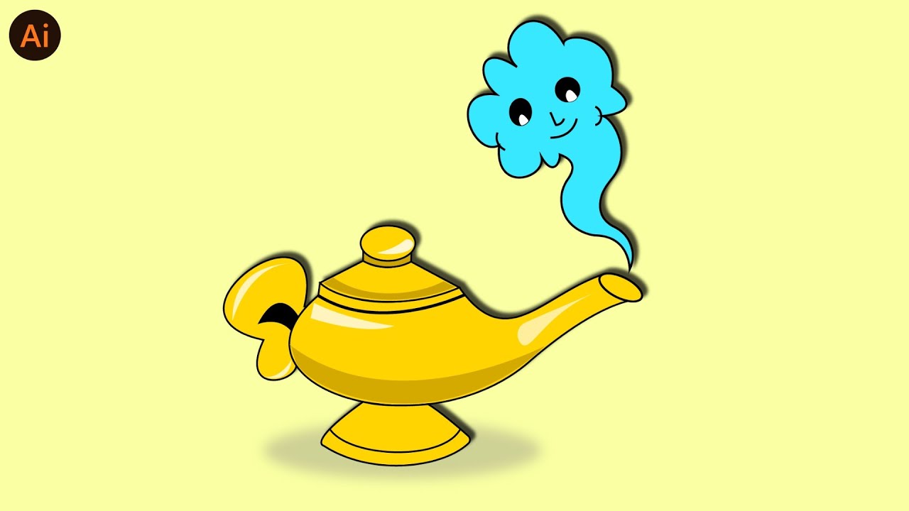 Illustrator Tutorial - Genie lamp Design in Adobe Illustrator - YouTube