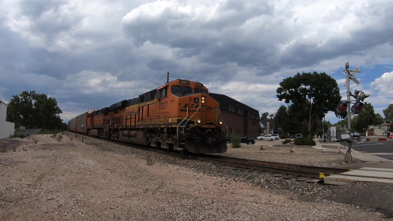 A short auto rack train through Westminster - YouTube