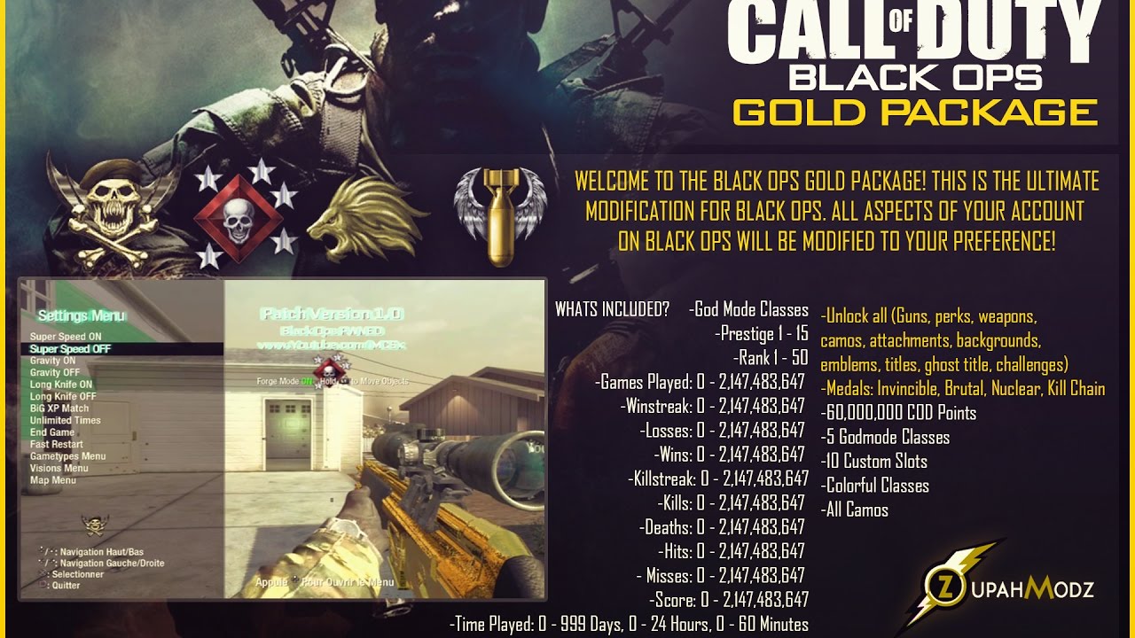 Black Ops 1 Mods - Gold Package (XBOX ONE/XBOX 360/PS3) - YouTube