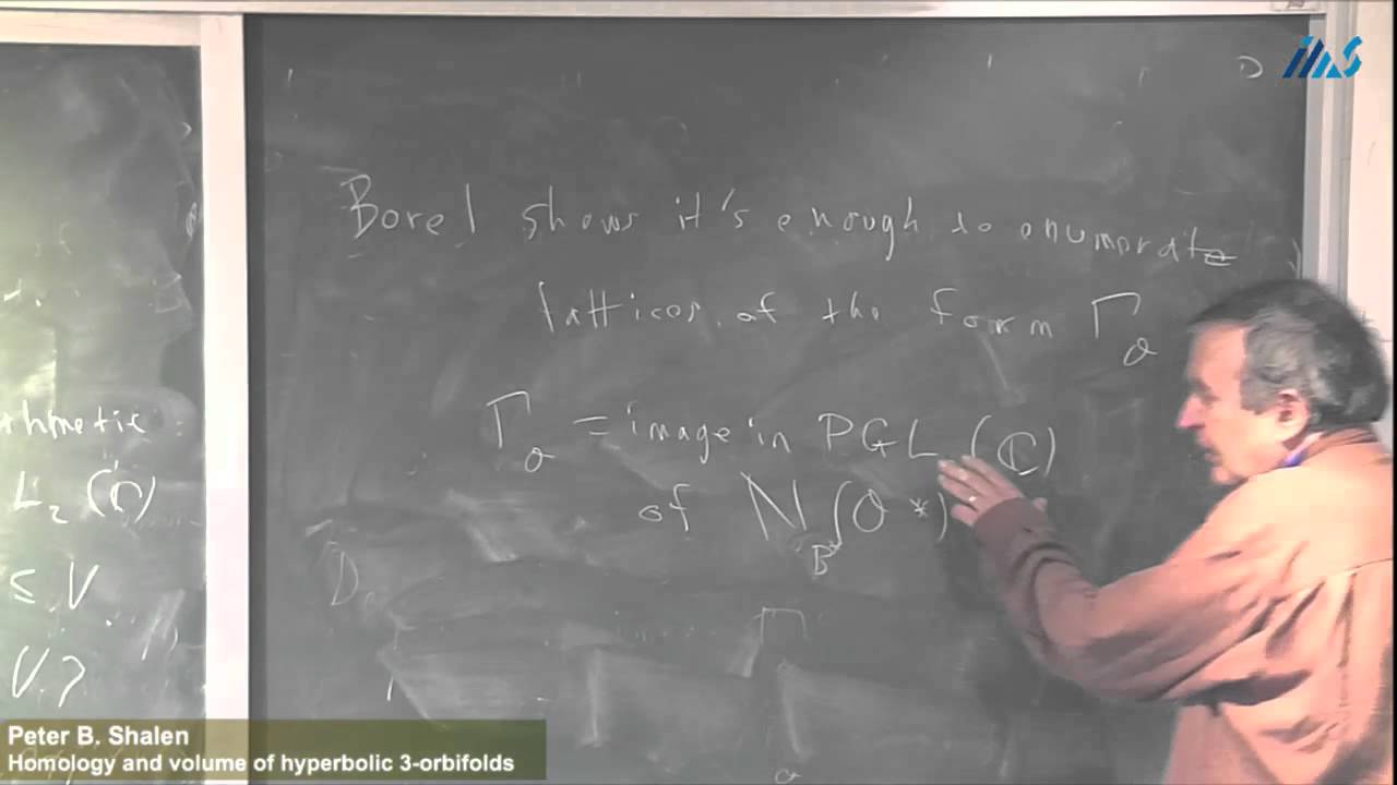 Peter B. Shalen - Homology and volume of hyperbolic 3-orbifolds, - YouTube