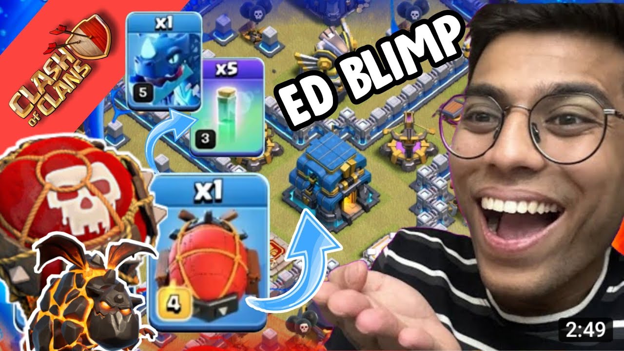 New Electo-Dragan Blimp Attack Strategy | Th 12 lavaloon with Blimp ...