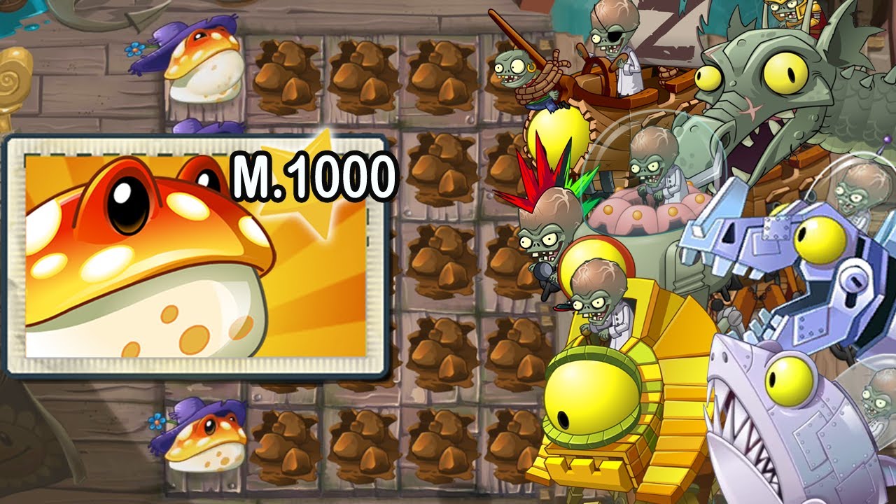 Plants vs Zombies 2 - Hongo Nivel 1000 vs Todos los Zombot - YouTube