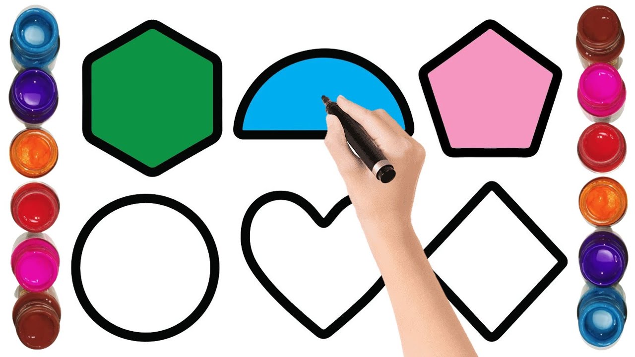 Shapes name & colors, shapes drawing for kids, toddlers & kids painting ...