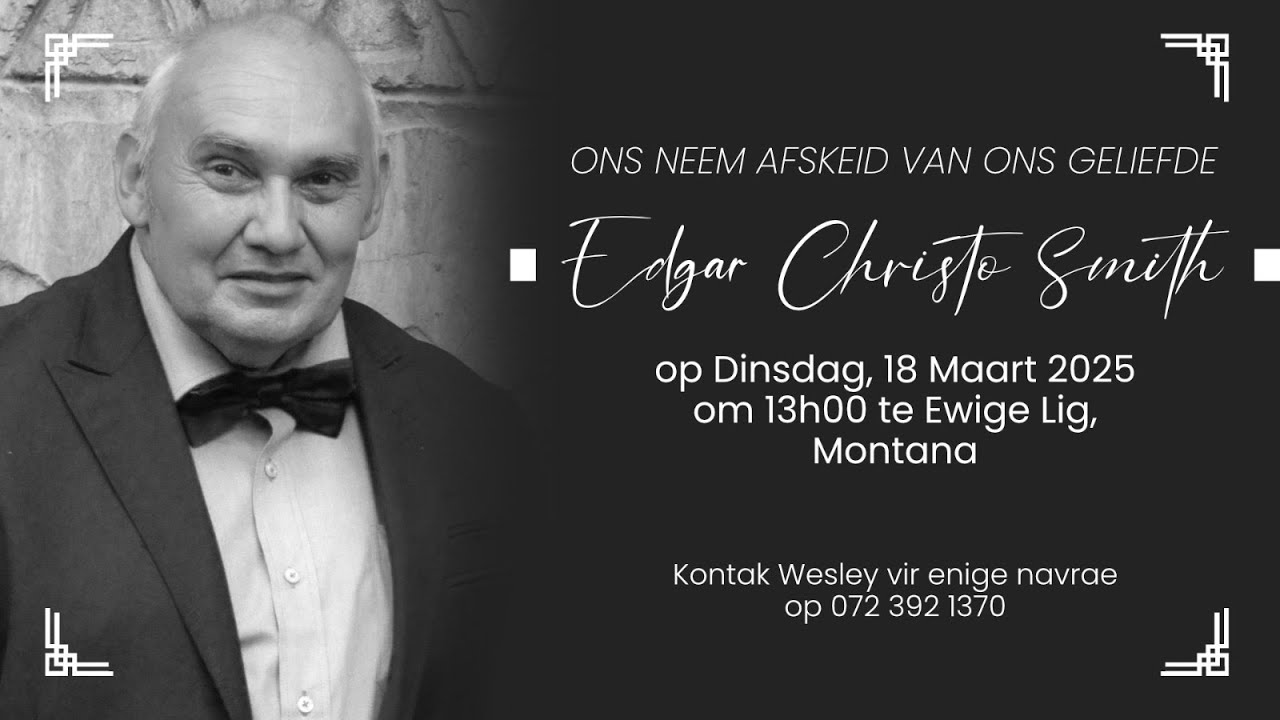 In Liefdevolle Herinnering aan Edgar Christo Smith (1959 - 2025) - YouTube
