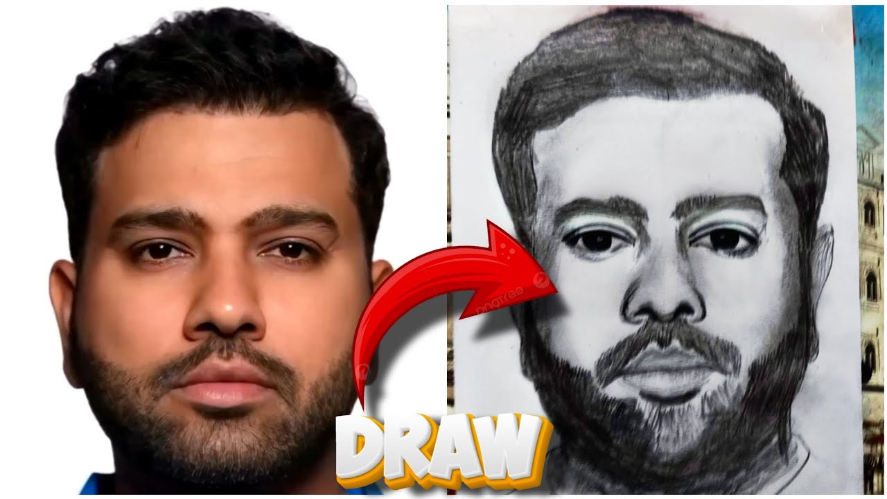 HOW TO MAKE ROHIT SHARMA|| HOW TO DRAW ROHIT SHARMA PENCIL DRAWING|| DRAWING WITH ANKIT - YouTube