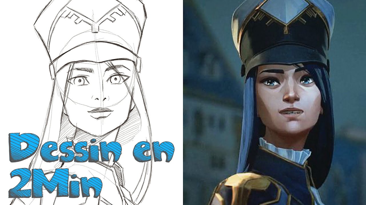 Dessin en 2 min: Caitlyn - Arcane - YouTube