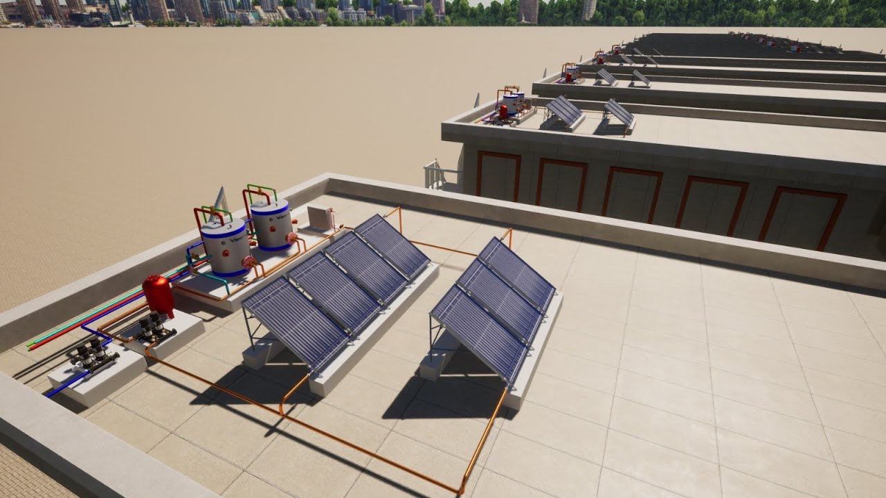 VERSOL SOLAR WATER HEATING SYSTEM IN ACCOMODATION COMPLEX - YouTube