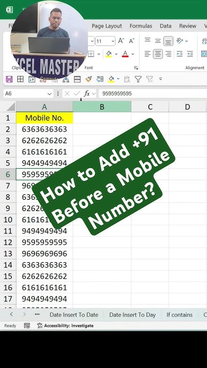 Add +91 Before a Mobile Number in Excel? #shorts #viralvideo #video #excel #tips #tricks - YouTube