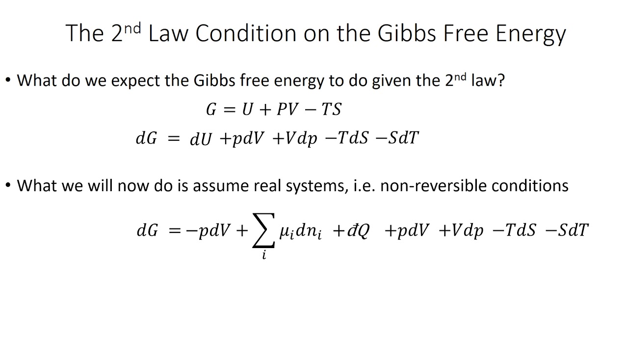 CH 237 Lecture 4 - The Gibbs Free Energy and Chemical Potential ...