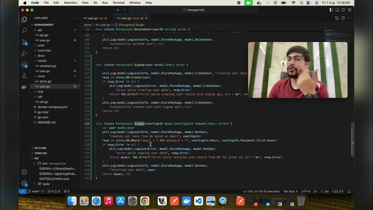 Rest Api with Go Code || Ep - 10 || SighIn - SighUp - Middleware - JWT || #golang #chatgpt - YouTube