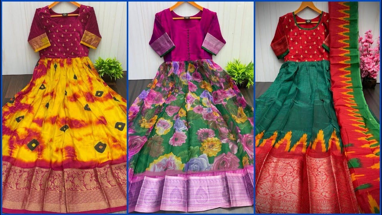 Latest pattu Dress designs | Pattu long frocks designs | pattu long ...