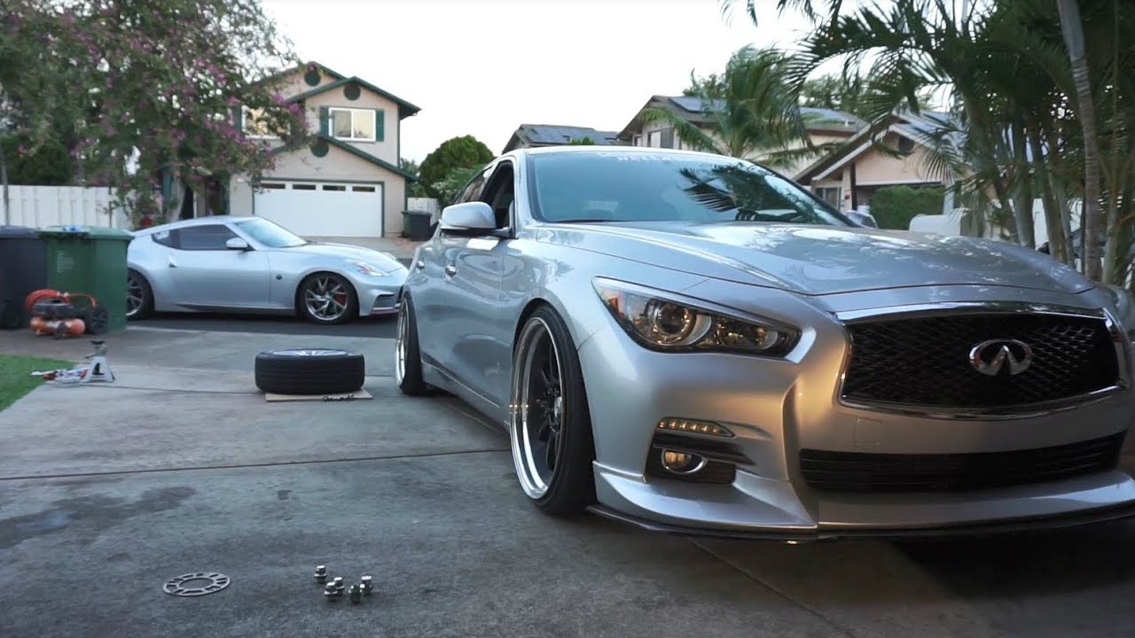 BAGGED INFINITI Q50 Test Fitting 3 Piece Wheels!! - YouTube
