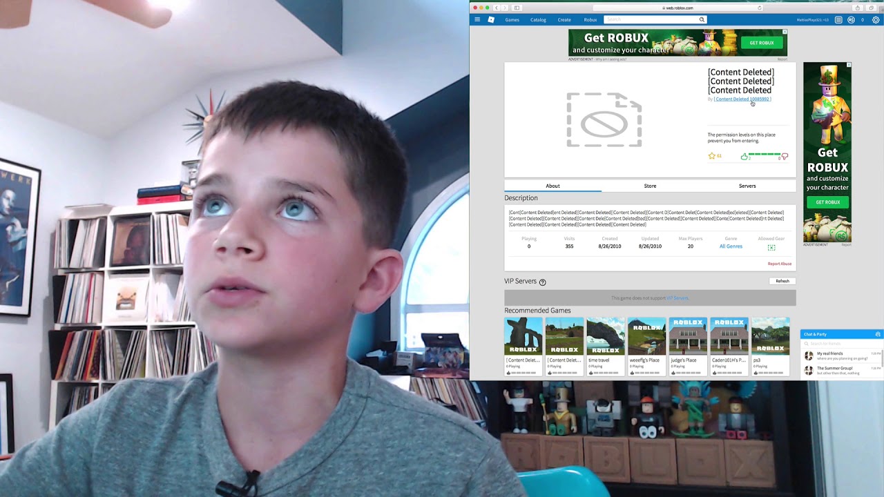 Free Robux Scam Game Gets Deleted !?! - YouTube