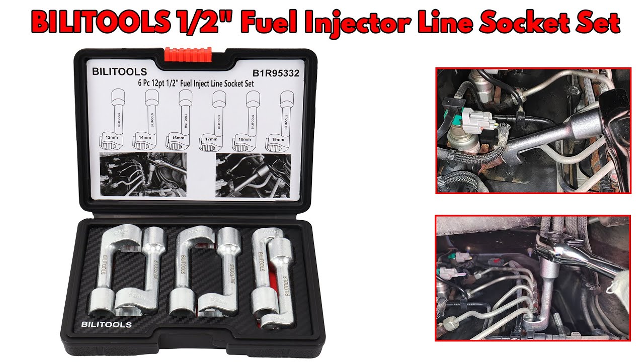 6-Piece 1/2" Fuel Injector Line Socket Set - YouTube