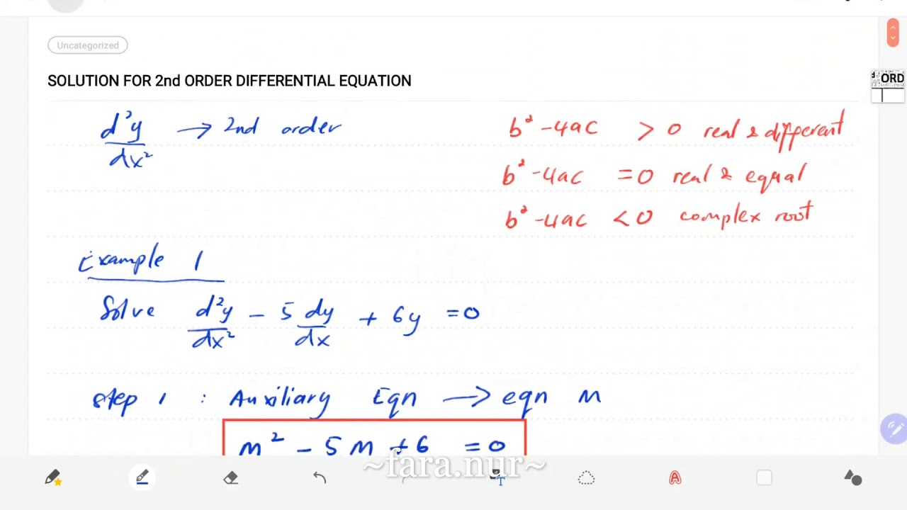 2nd Order Differential Equation Real And Different Root Example 2 Youtube