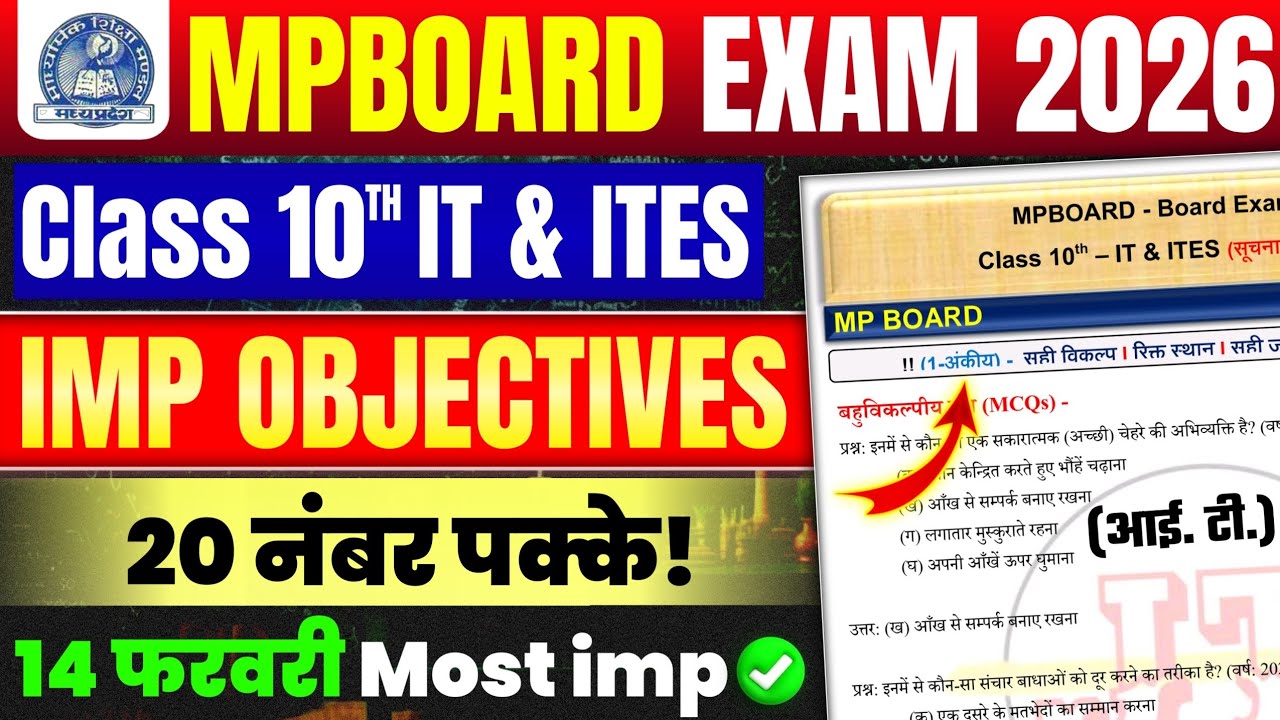 Class 10th IT & ITES important objective questions 2026 | Class 10th IT ...