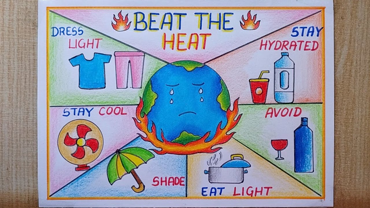 Heat Wave Drawing| Beat The Heat poster drawing| Save Environment ...