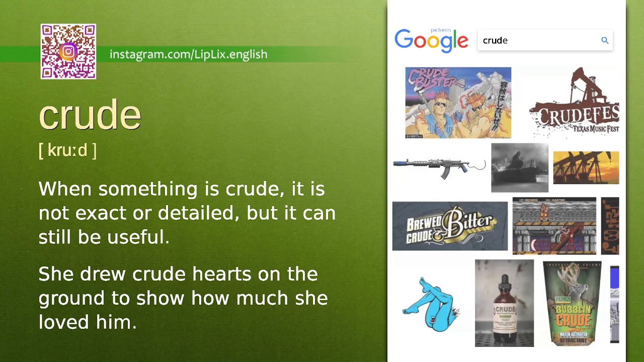 Crude : C2 level english vocabulary lesson, www.LipLix.com - YouTube