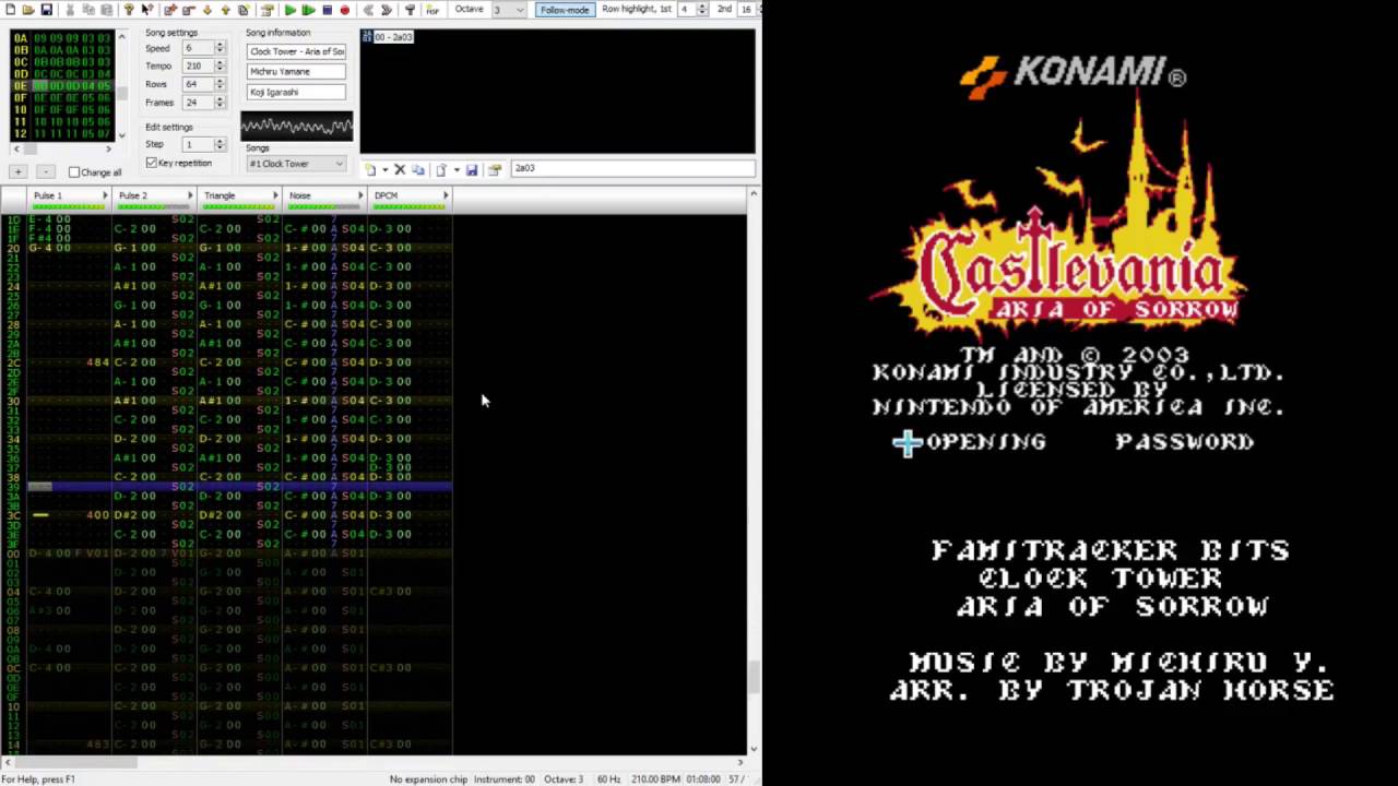 Famitracker Bits - Clock Tower (Aria of Sorrow) [2a03] - YouTube