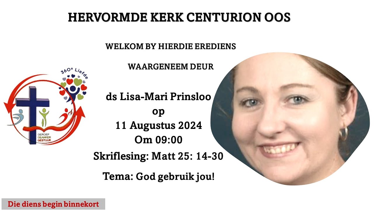 WELKOM BY HIERDIE EREDIENS WAARGENEEM DEUR DS ADRIAAN ROETS OP 4 AUGUSTUS 2024 OM 09:00 - YouTube