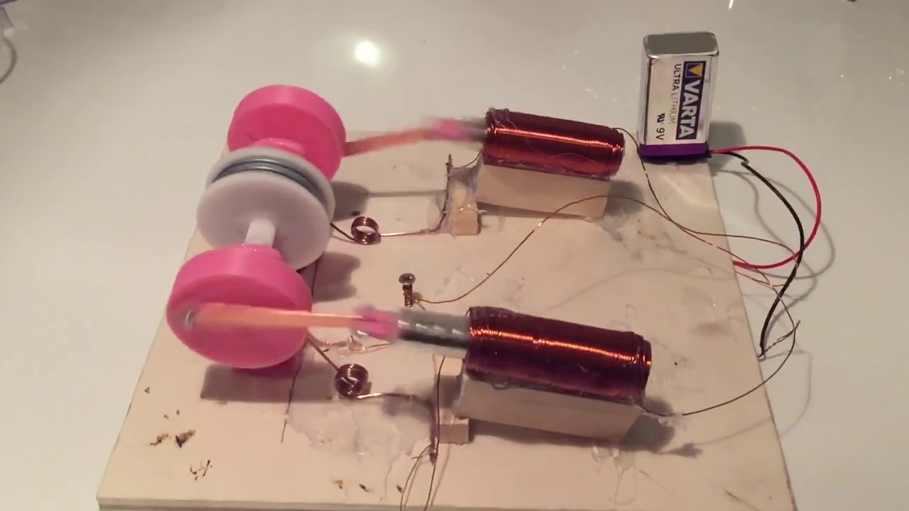 Solenoid engine with 9v battery DIY - YouTube