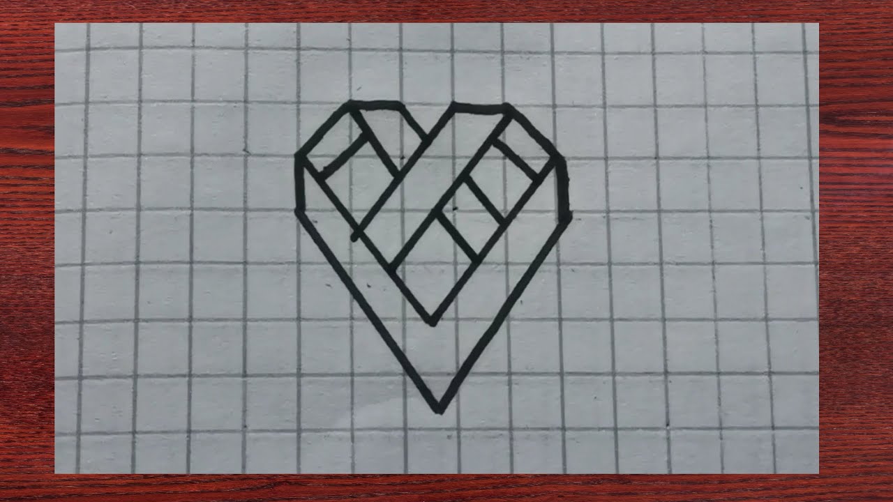 Easy 3D Heart Drawing on Graph Paper - YouTube