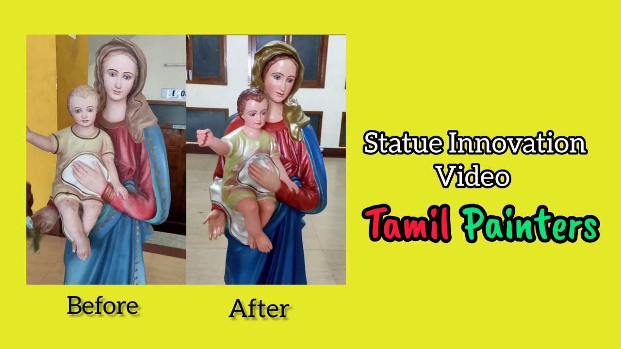 Mary Statue Painting Work | Tamil Painters - YouTube