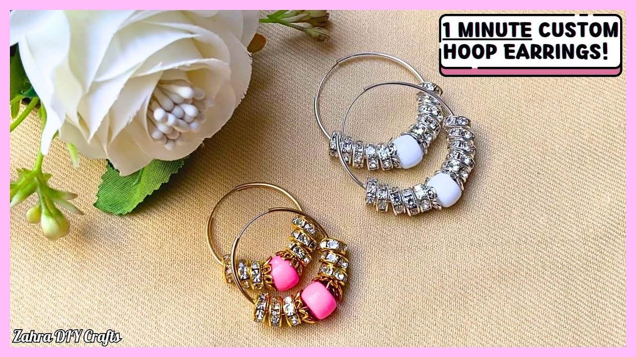 1 Minute Customised Hoop Earrings EASIEST Beading Tutorial - YouTube