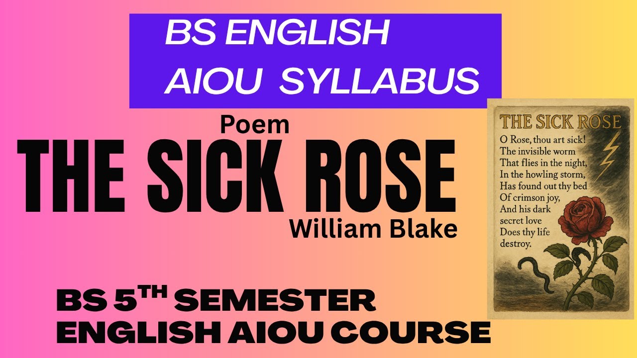 William Blake Poem The Sick Rose Urdu Translation|BS English Semester.6 Allama Iqbal Open ...