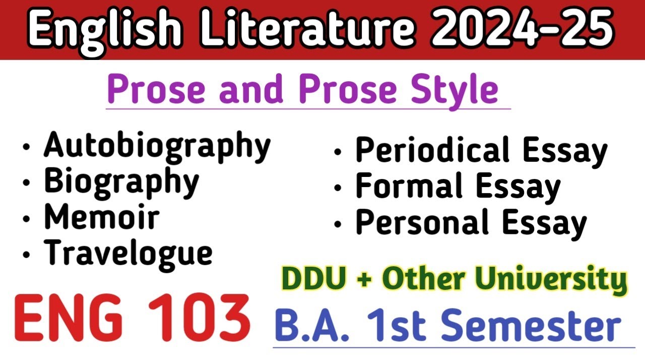 New Batch 2024 B.A. 1st semester English literature prose and prose ...