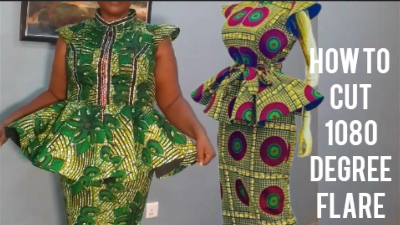 How To Cut 1080 Degree Peplum Flare No Crinoline - YouTube