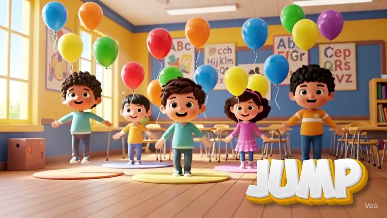 School Action Rhyme — Jump, Clap, Wiggle, Spin (3D Kids Song) - YouTube
