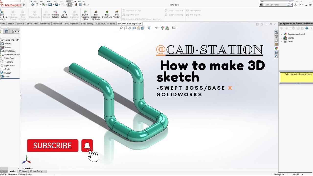 How to make a #3d sketch || Swept boss/Base || #solidworks - YouTube