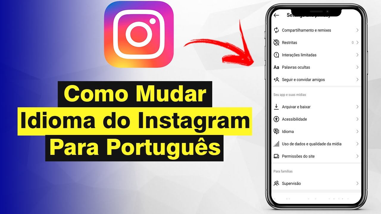 Como Mudar Idioma do Instagram Para Português (Rápido e Fácil) - YouTube