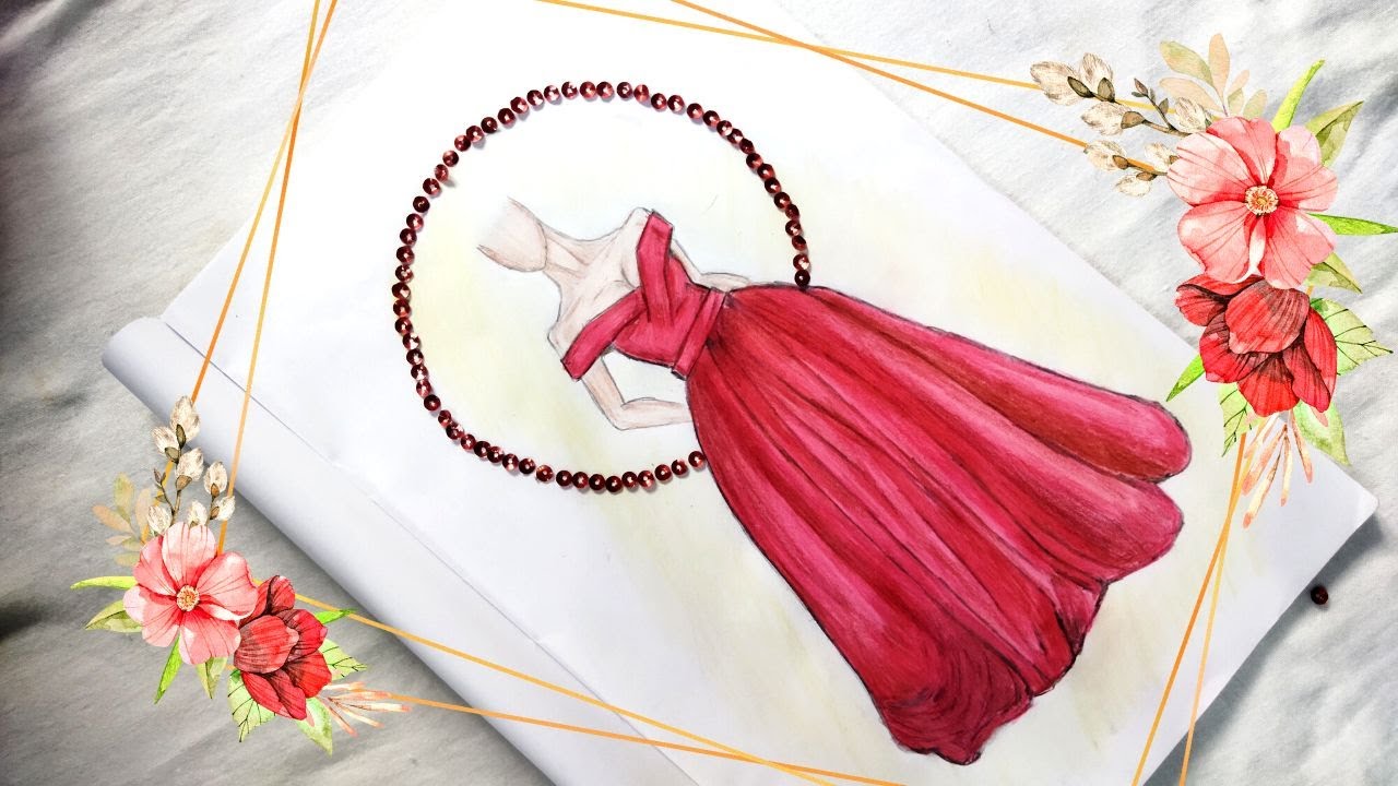 fashion illustration | How to draw a red gown | easy | beginner ...