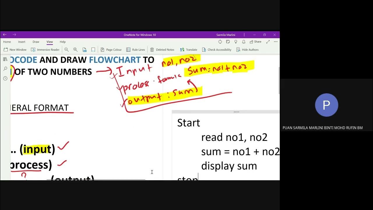 CALCULATE SUM OF TWO NUMBER || PSEUDOCODE & FLOWCHART - YouTube