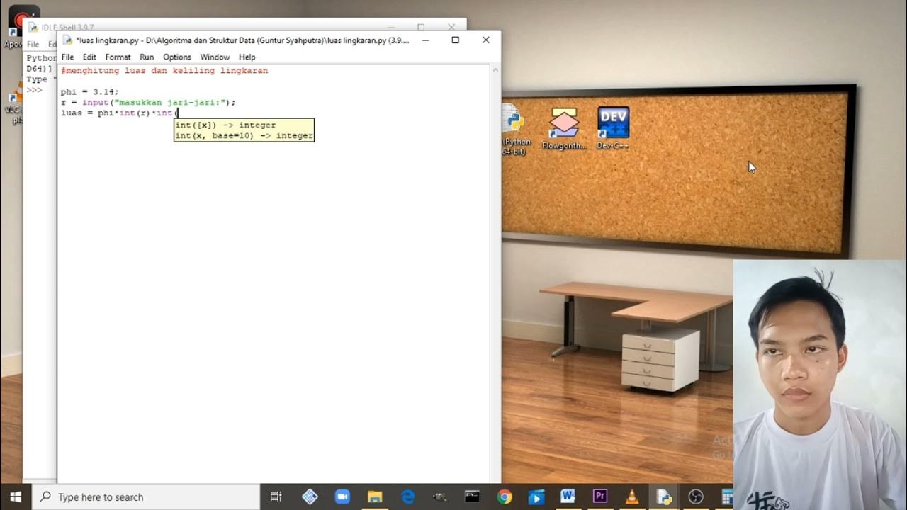 membuat program menghitung keliling lingkaran dengan python - YouTube