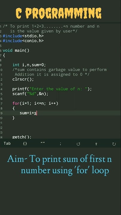 Print Sum of first n numbers using c programming | #c #coding #btech #beginners #shorts - YouTube
