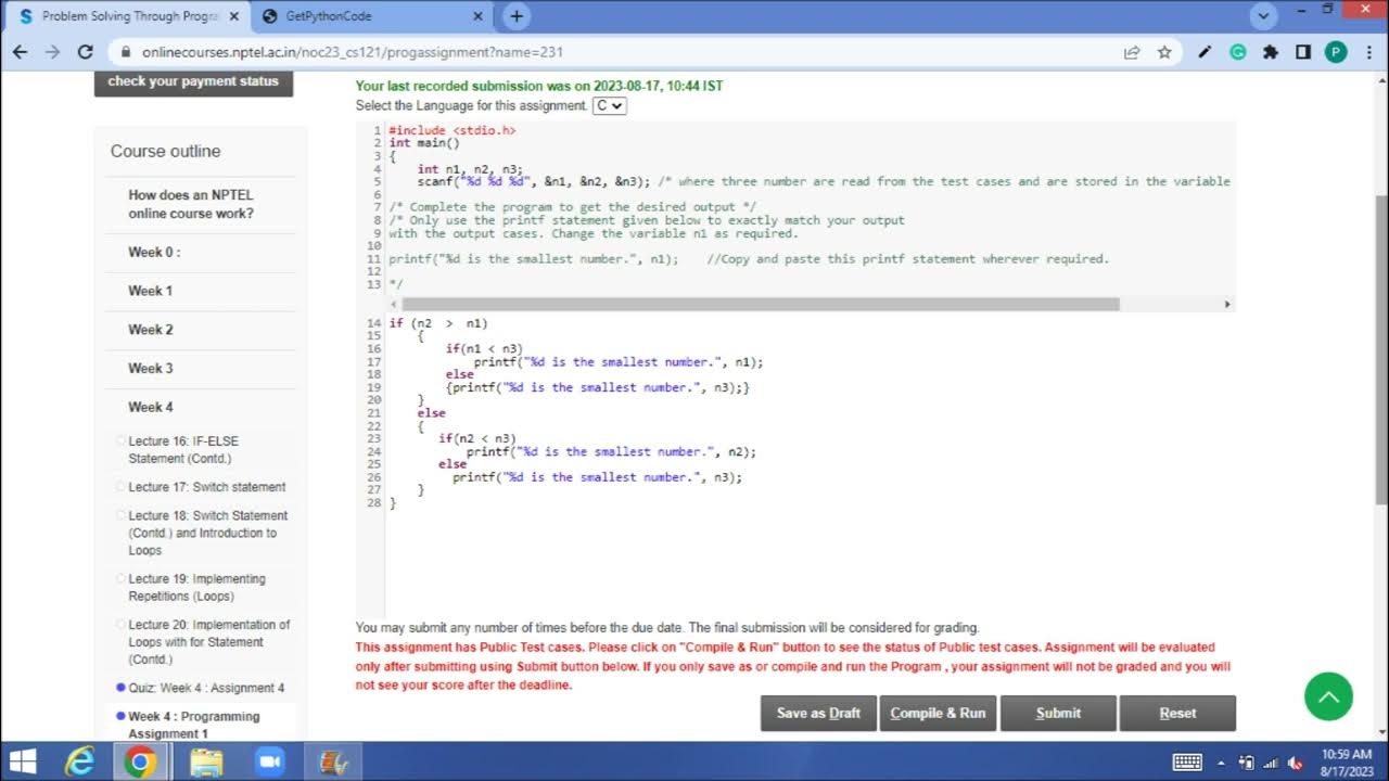 Problem Solving Through Programming In C Nptel Week 4 Assignment Youtube