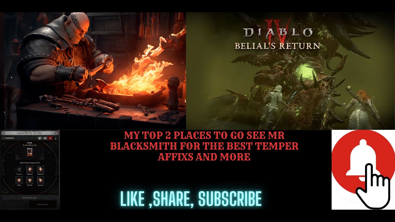 D4 BEST BLACKSMITH TEMPER AFFIX PLACES + PARAGON LEVEL 120 (WHO NEEDS ...