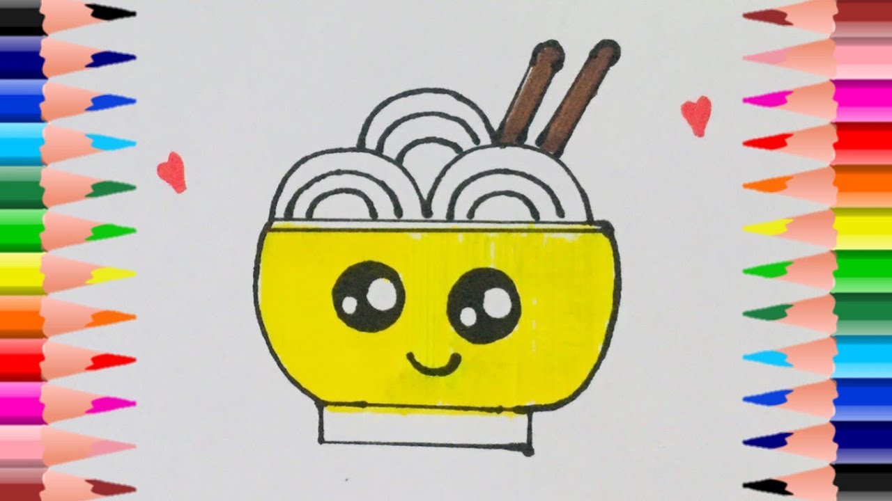 How To Draw A Cute Noodles | Easy Step By Step - YouTube