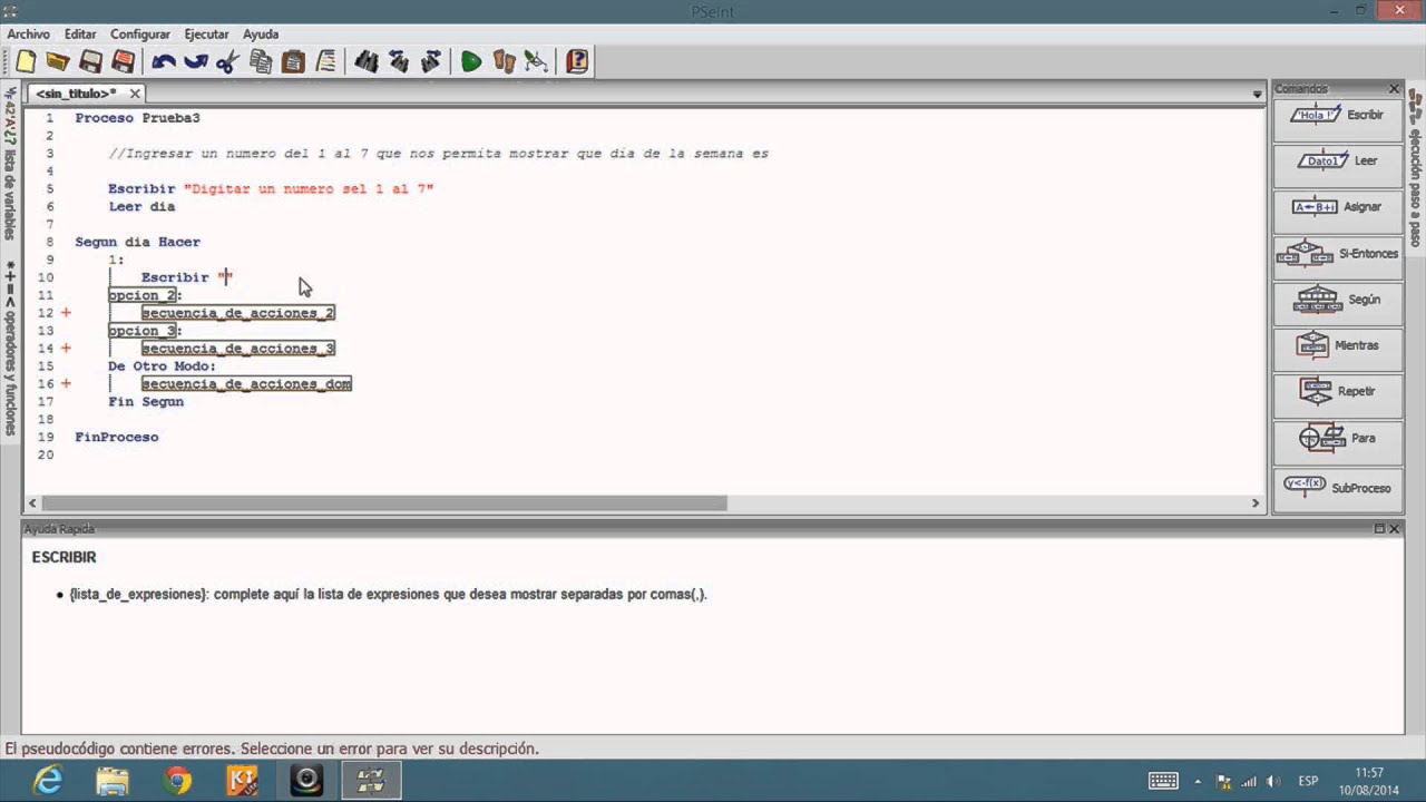 Uso del comando segun en PSeInt - YouTube