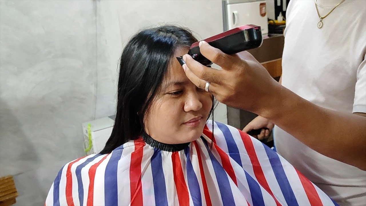 Beautiful model gets an army haircut at barbershop - YouTube
