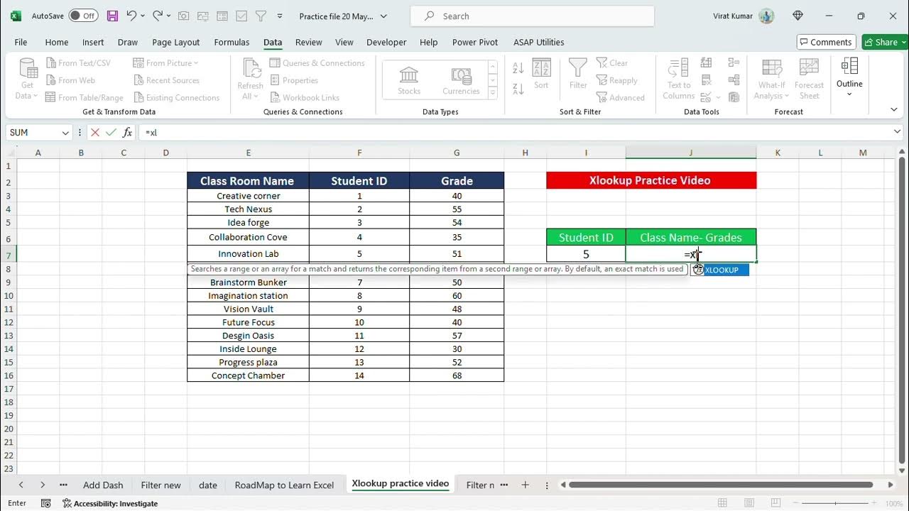 Part-225 : Another Xlookup Function Practice in Excel. - YouTube