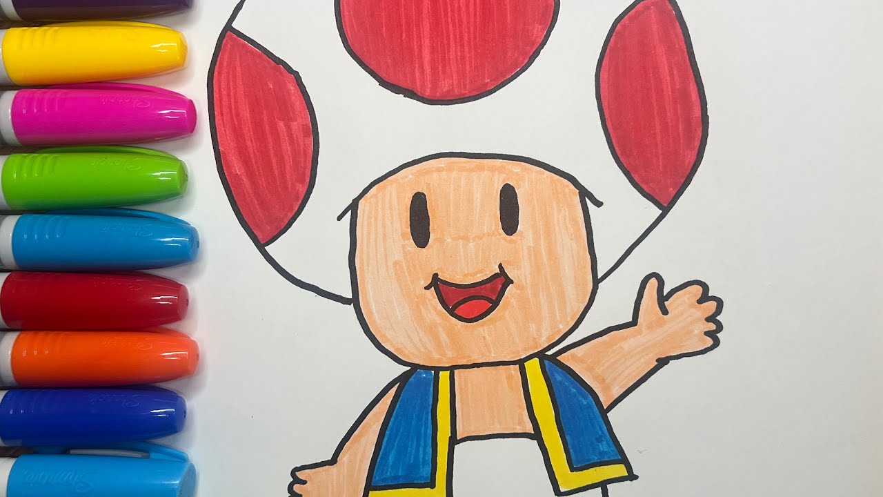 Draw Mario friend Toad, Coloring for kids and Toddlers - YouTube