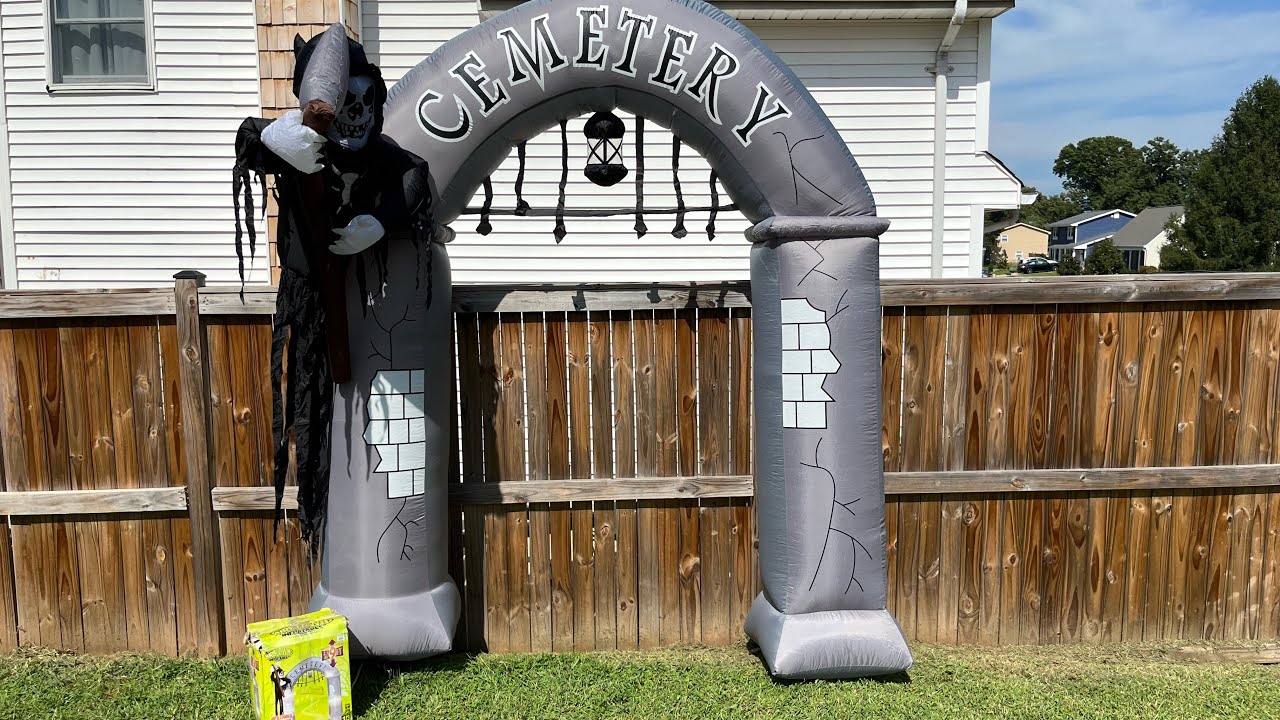 Gemmy 2009 9FT Tall Inflatable Cemetery Arch W/ Reaper - YouTube