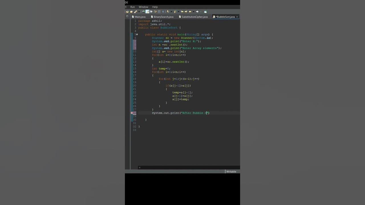 Bubble sort using java #coding #java #bubblesort #ytshorts #shorts #youtubeshorts - YouTube