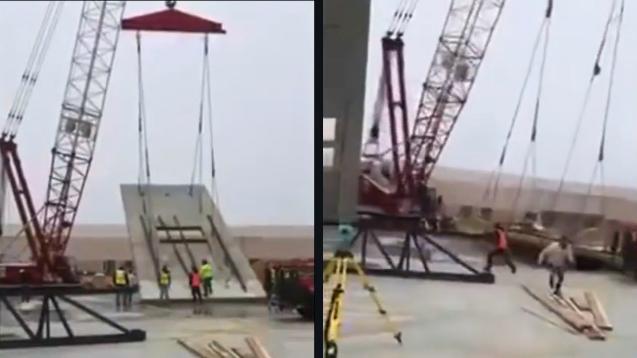 GIANT CRANE COLLAPSES WHILE LIFTING HEAVY LOAD | WORK ACCIDENT CAUGHT ...
